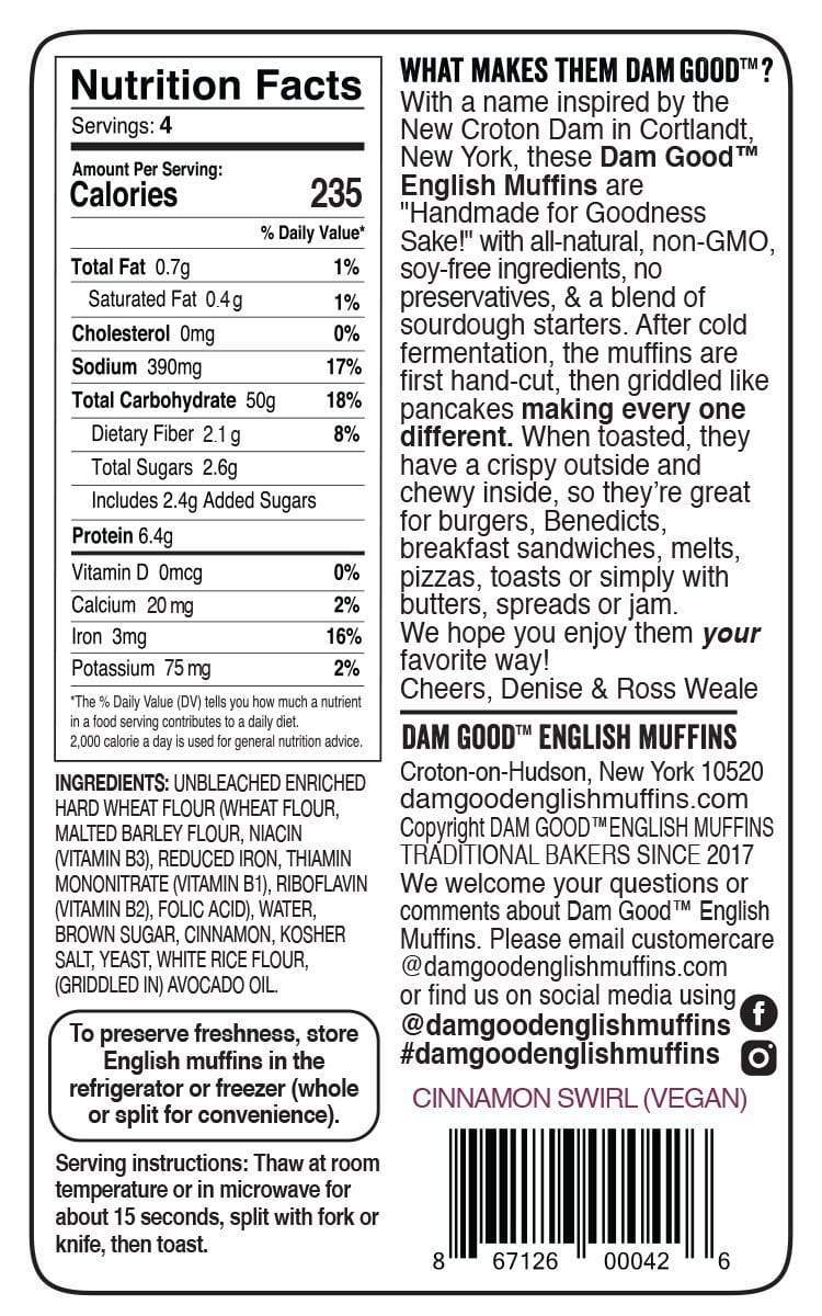 "Cinnamon Swirl" Sourdough English Muffins – Dam Good™ English Muffins